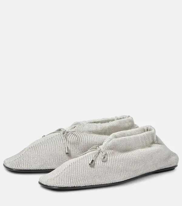 TOTEME Bow-detail Crochet Flats - Silver