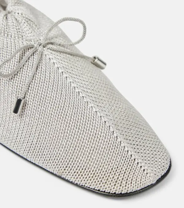 TOTEME Bow-detail Crochet Flats - Silver