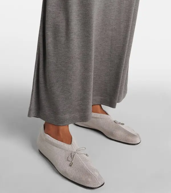 TOTEME Bow-detail Crochet Flats - Silver