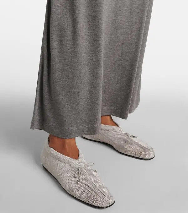 TOTEME Bow-detail Crochet Flats - Silver