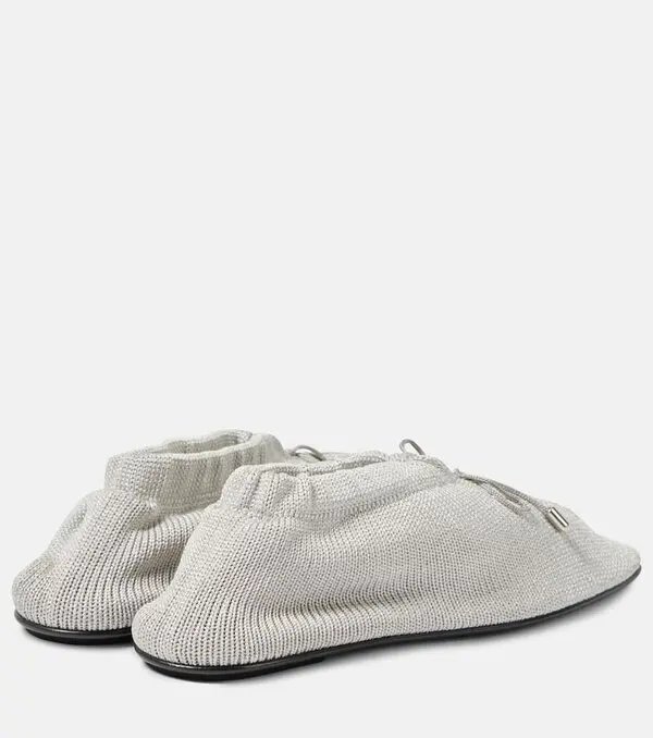 TOTEME Bow-detail Crochet Flats - Silver