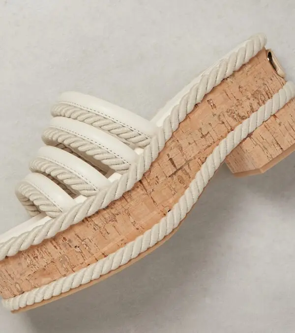 Valentino Garavani Vlogo Summerblocks Leather Platform Mules - White