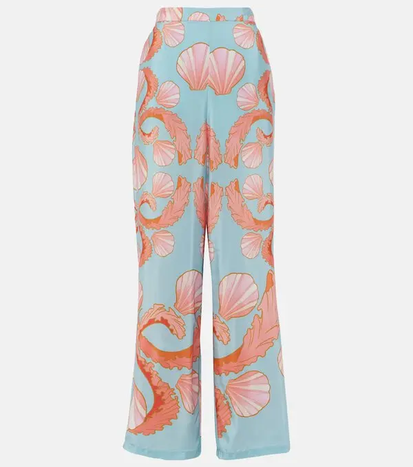 ADRIANA DEGREAS Printed High-rise Wide-leg Pants - Multicoloured
