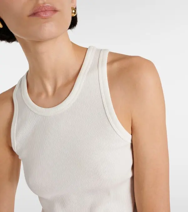 Rabanne Ring-detail Cotton-blend Jersey Tank Top - White