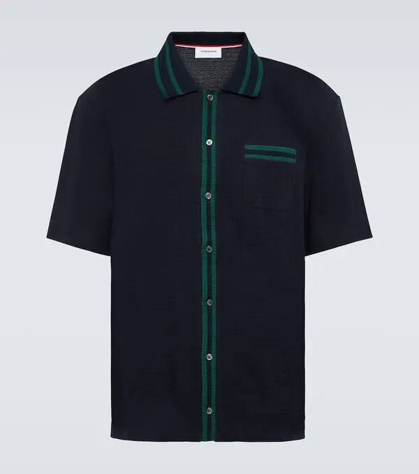 Thom Browne Rwb Stripe Cotton Polo Shirt