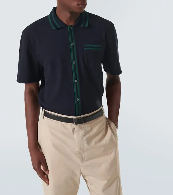 Thom Browne Rwb Stripe Cotton Polo Shirt