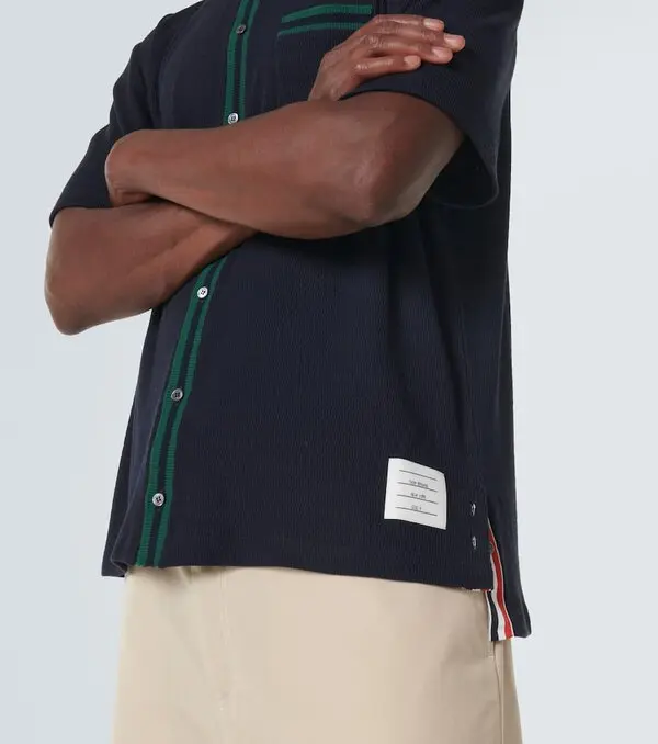 Thom Browne Rwb Stripe Cotton Polo Shirt