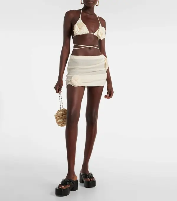 Magda Butrym Floral-appliqué Mini Skirt - White
