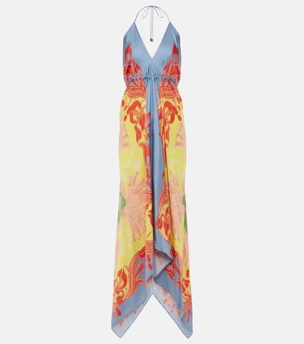 Etro Printed Halterneck Silk Dress - Multicoloured