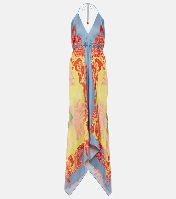 Etro Printed Halterneck Silk Dress - Multicoloured