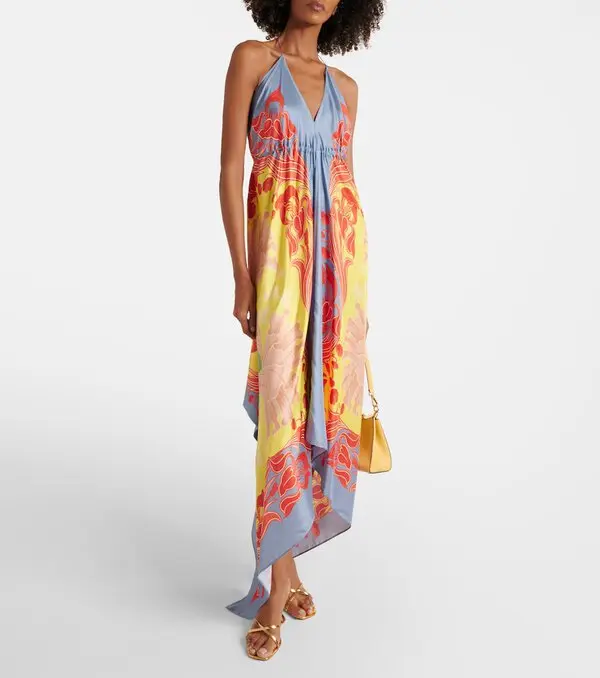 Etro Printed Halterneck Silk Dress - Multicoloured