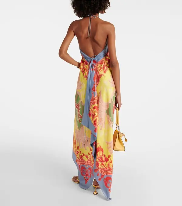 Etro Printed Halterneck Silk Dress - Multicoloured