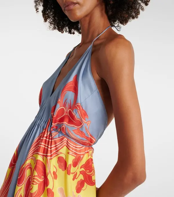 Etro Printed Halterneck Silk Dress - Multicoloured