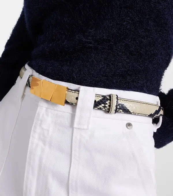 Khaite Axel Small Snake-effect Leather Belt - Multicoloured