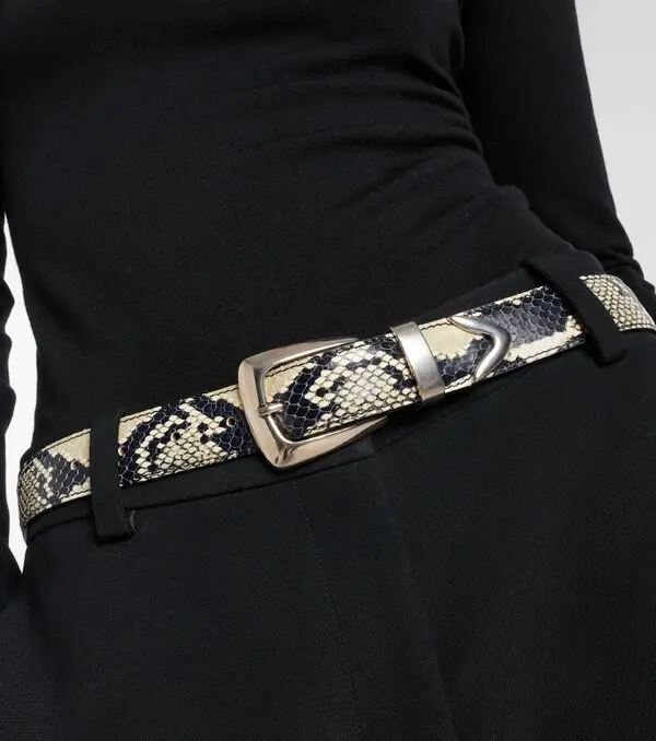 Khaite Benny Snake-effect Leather Belt