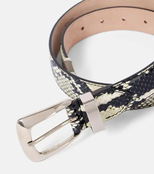 Khaite Benny Snake-effect Leather Belt