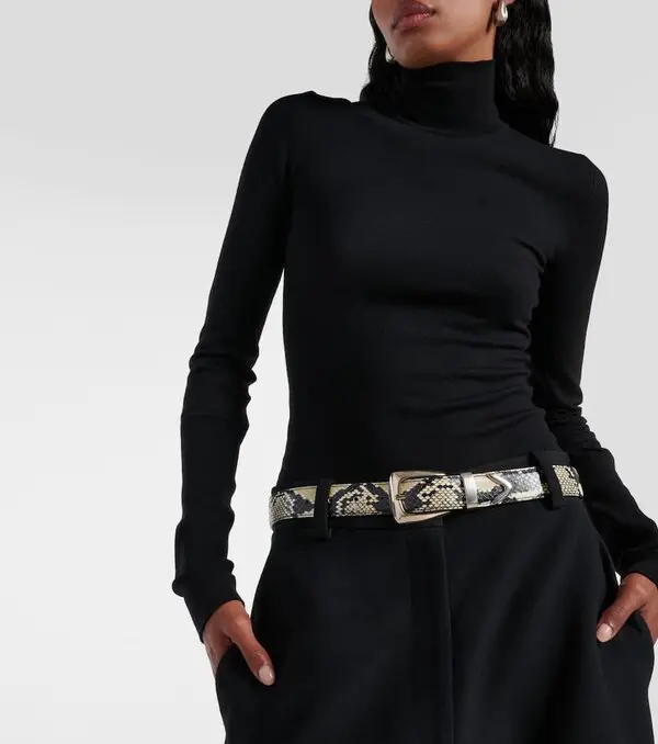Khaite Benny Snake-effect Leather Belt