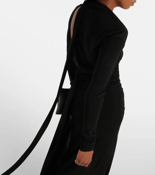 Victoria Beckham Asymmetric Ruched Midi Dress