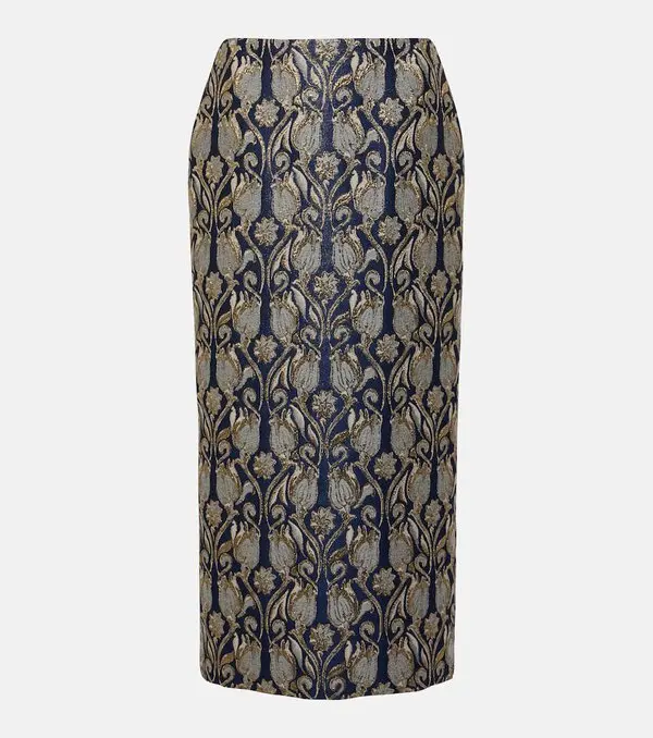 Valentino Garavani Mossi Brocade Midi Skirt