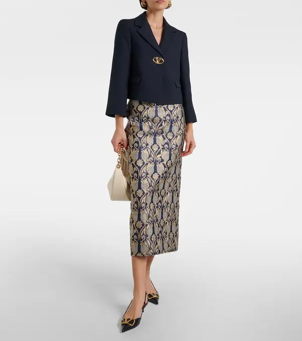 Valentino Garavani Mossi Brocade Midi Skirt