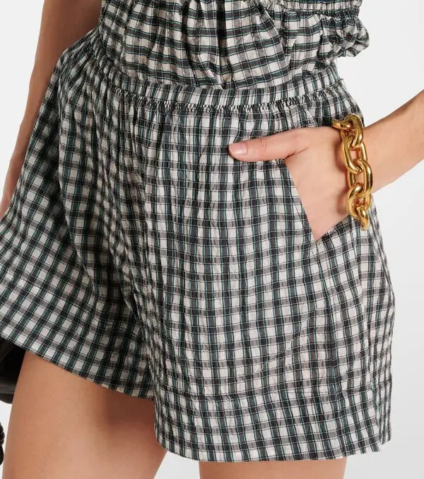 GANNI Checked Seersucker Shorts