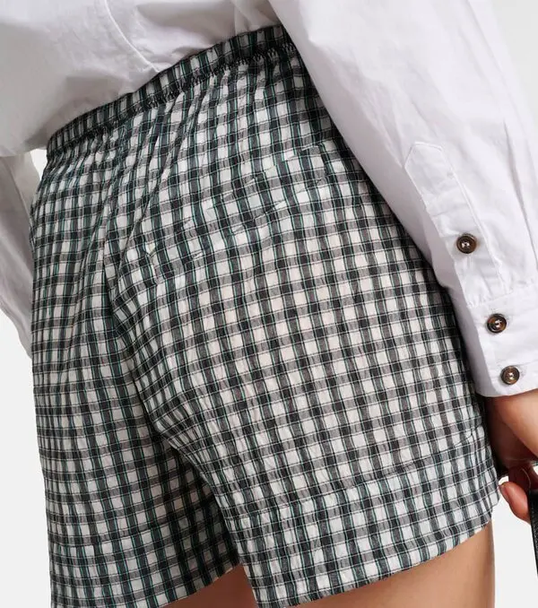 GANNI Checked Seersucker Shorts - Black
