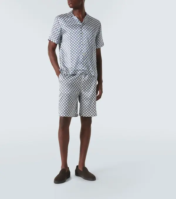 Frescobol Carioca Palma Printed Silk-blend Shorts - White
