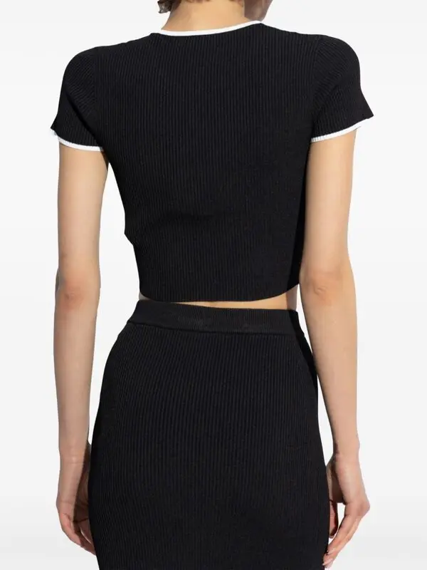 Amiri Ribbed Embroidered Logo Crop Top