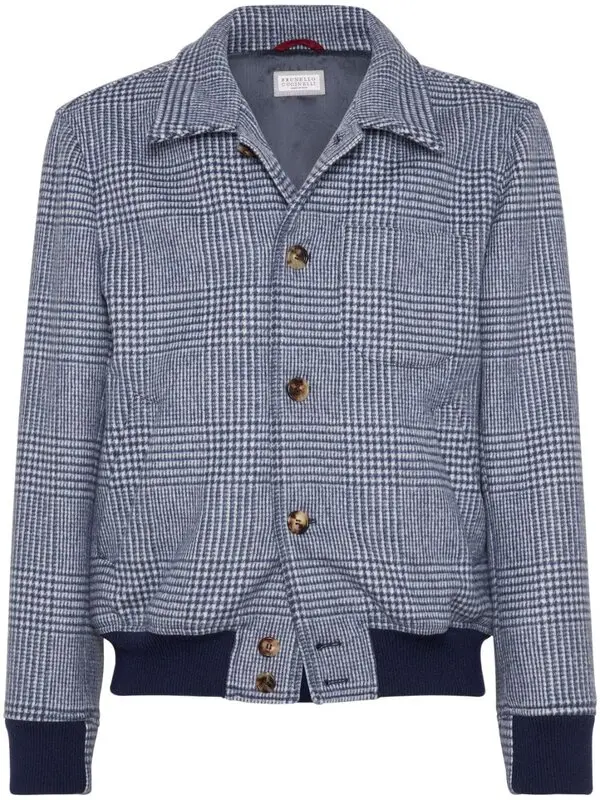 Brunello Cucinelli Checked Shirt Jacket - Blue