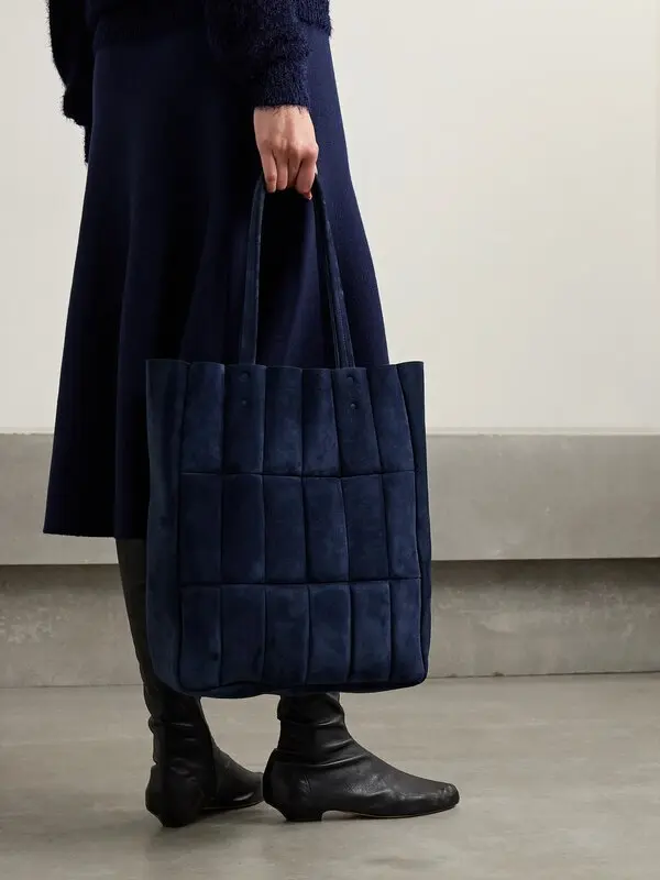 Khaite Zoe Quilted Suede Tote