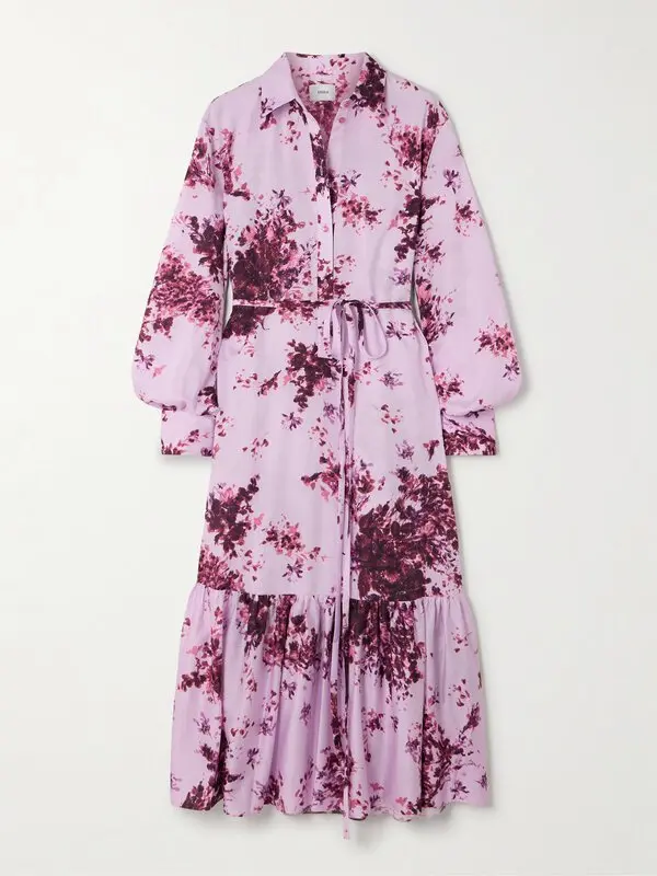 knee length dresses for ladies Floral Print Midi Shirt Dress main image 1