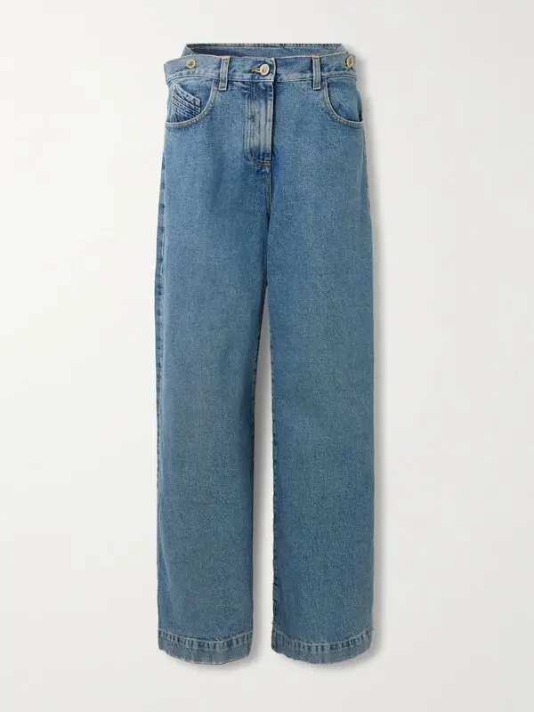 Attico Layered High-rise Wide-leg Jeans