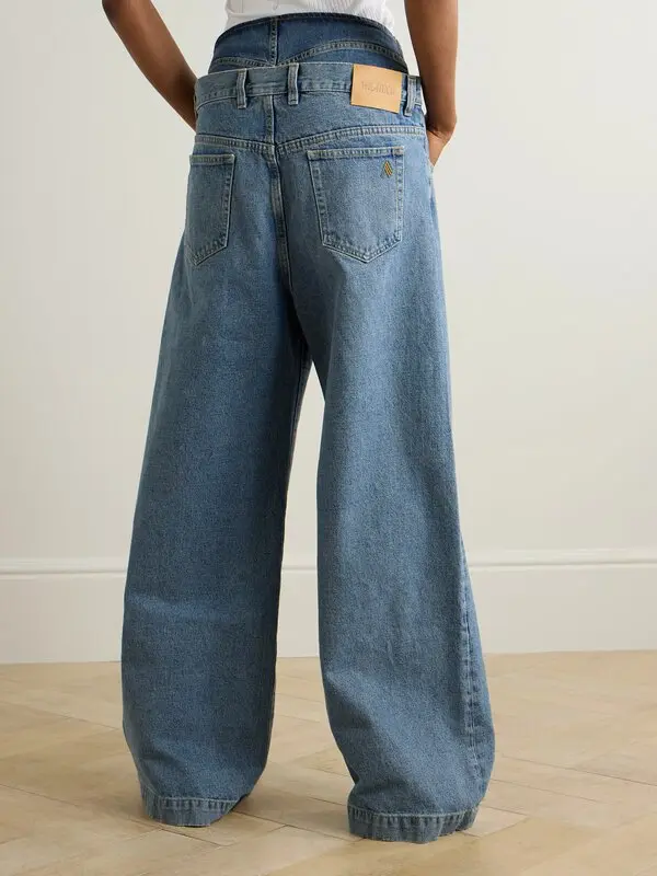 Attico Layered High-rise Wide-leg Jeans