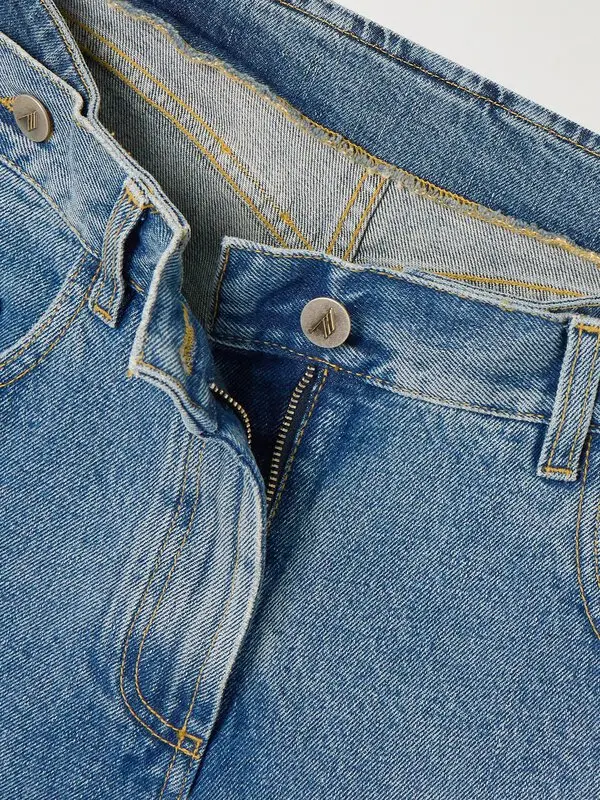 Attico Layered High-rise Wide-leg Jeans