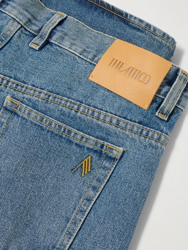 Attico Layered High-rise Wide-leg Jeans
