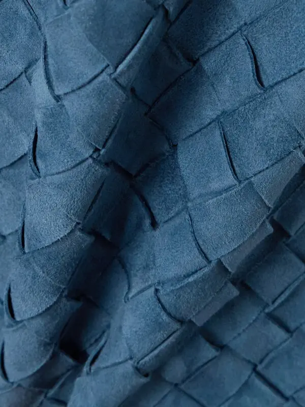 Bottega Veneta Intrecciato Suede Straight-leg Trousers - Blue