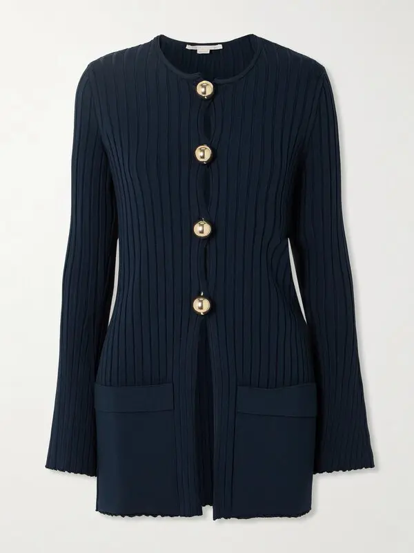 Stella McCartney Ribbed-knit Cardigan - Blue