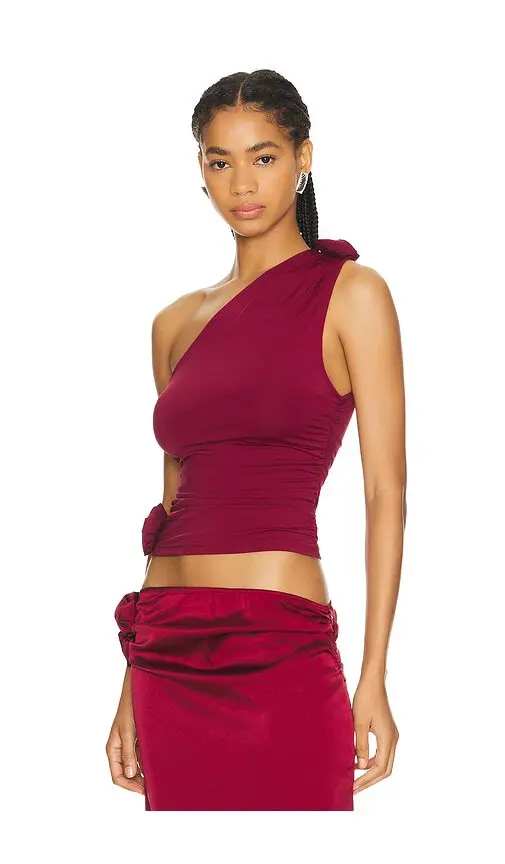 Lioness Rendezvous One Shoulder Top - Burgundy