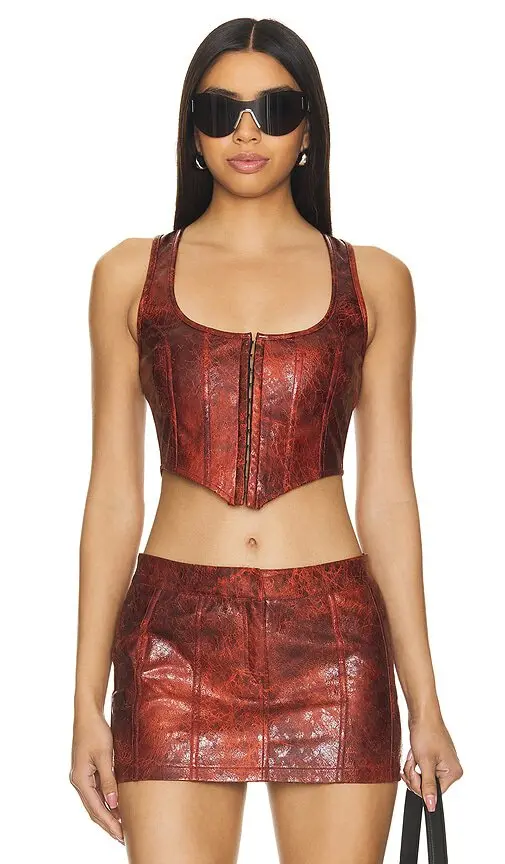 Superdown Juno Faux Leather Top