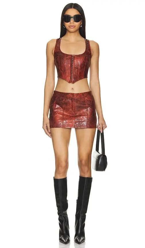 Superdown Juno Faux Leather Top