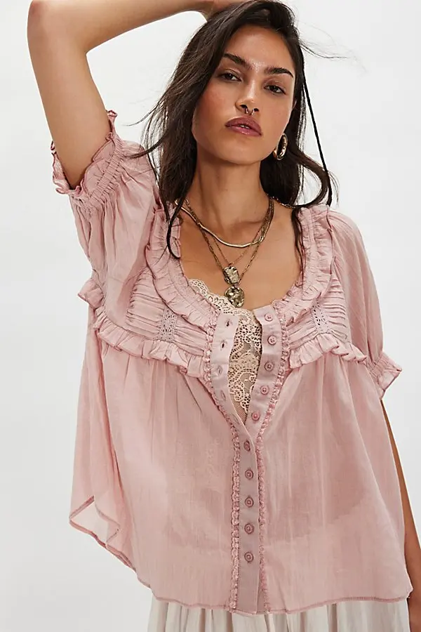 Free People Sweet Nothings Blouse - Pale Mauve