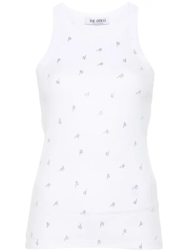 Attico Rhinestone Logo Tank Top
