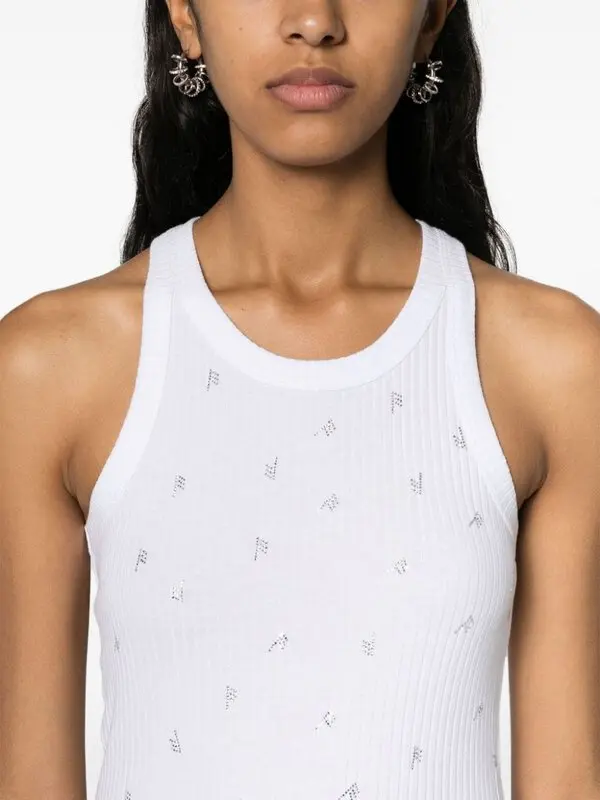 Attico Rhinestone Logo Tank Top