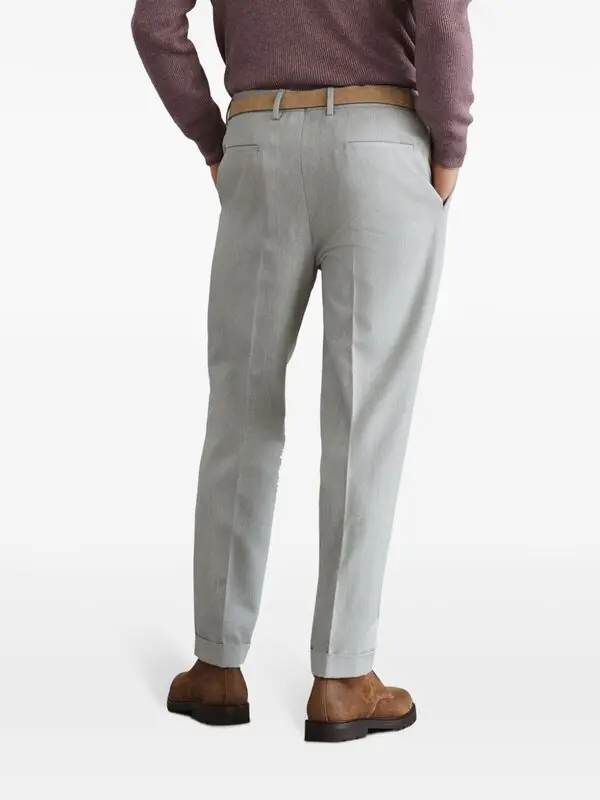 Brunello Cucinelli Pressed-crease Tapered Trousers - Grey