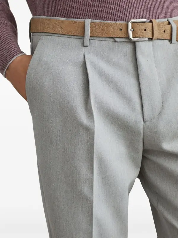 Brunello Cucinelli Pressed-crease Tapered Trousers - Grey