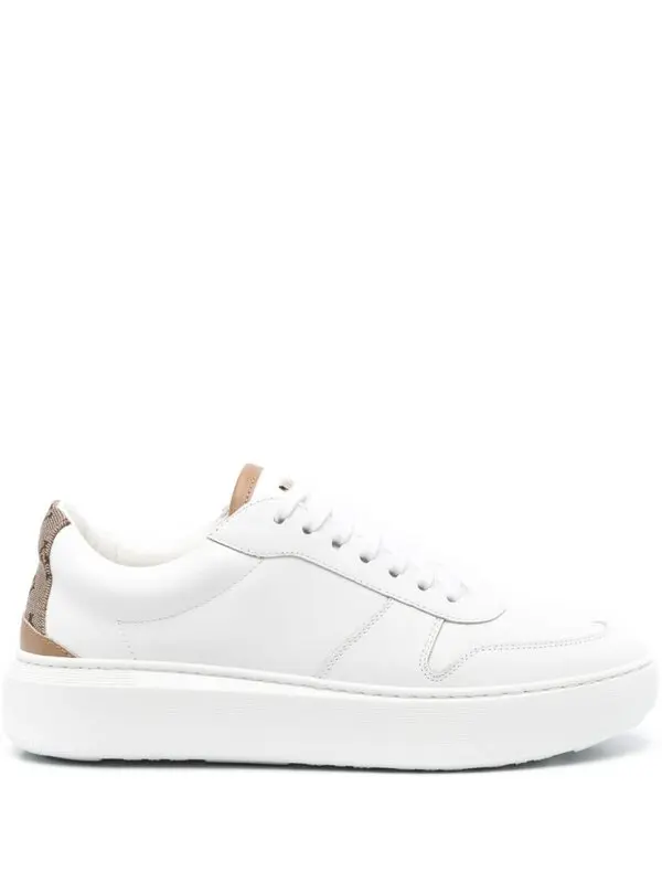 Herno Monogram-heel Leather Sneakers - White