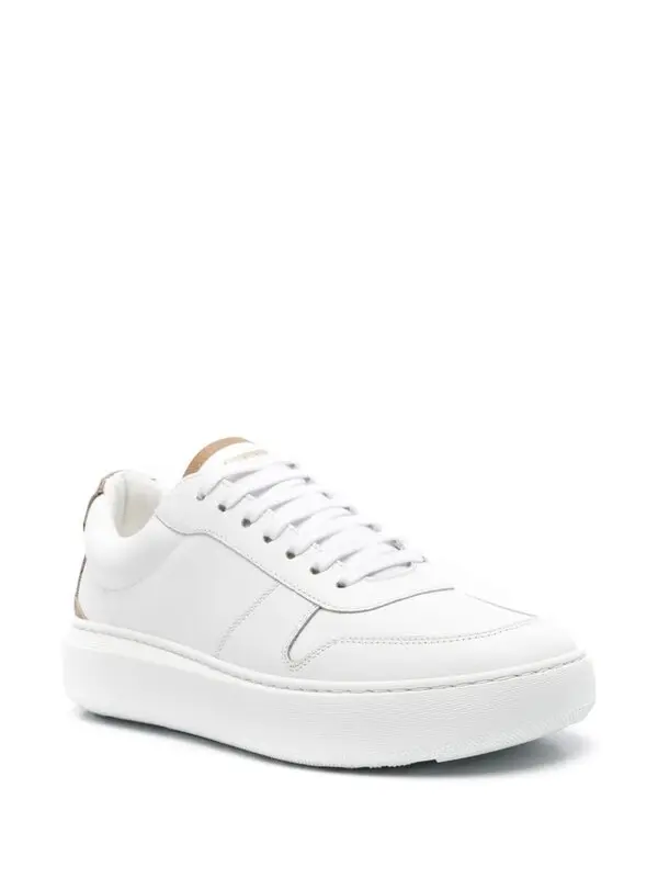 Herno Monogram-heel Leather Sneakers - White