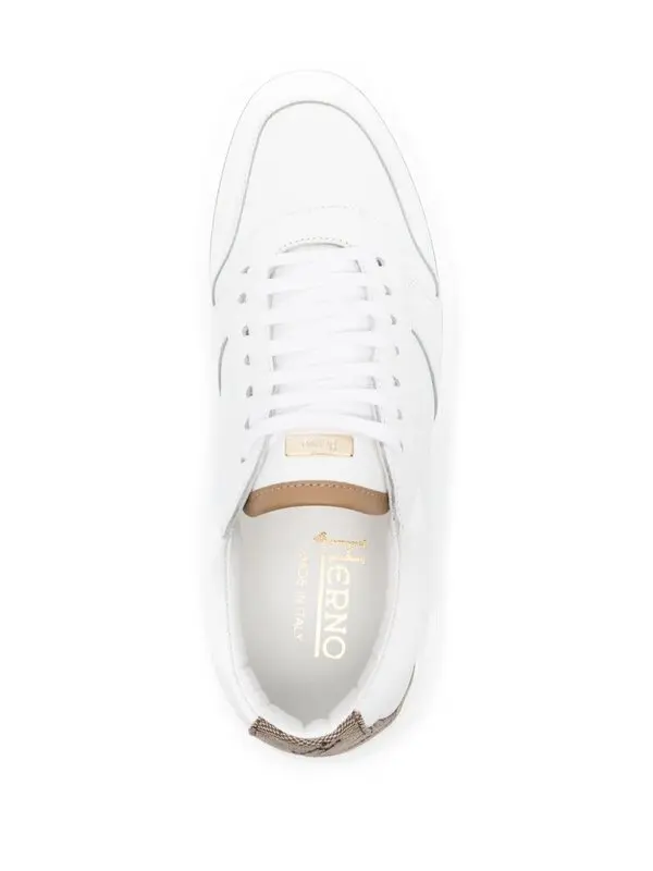 Herno Monogram-heel Leather Sneakers - White