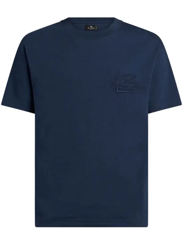 Etro T-shirt With Pegaso Embroidery - Blue