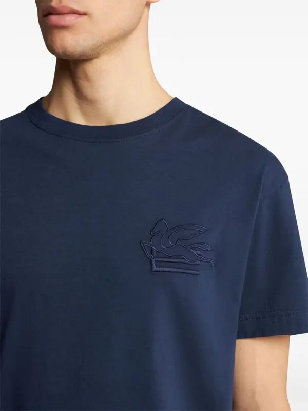 Etro T-shirt With Pegaso Embroidery - Blue